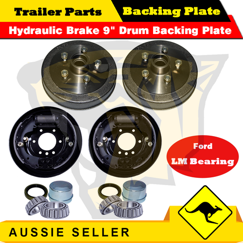 PAIR 9” HYDRAULIC BRAKE KIT & PAIR 9” HUB DRUM FORD 5 STUD LM TRAILER ...