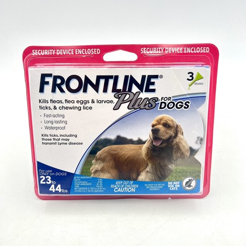 New FRONTLINE Plus For DOGS 23 to 44 LBS 3 Doses Kills Fleas, Ticks ...