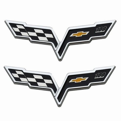 Pair Fits 2005-2013 Corvette C6 100th Emblem Front Rear Cross Flag ...