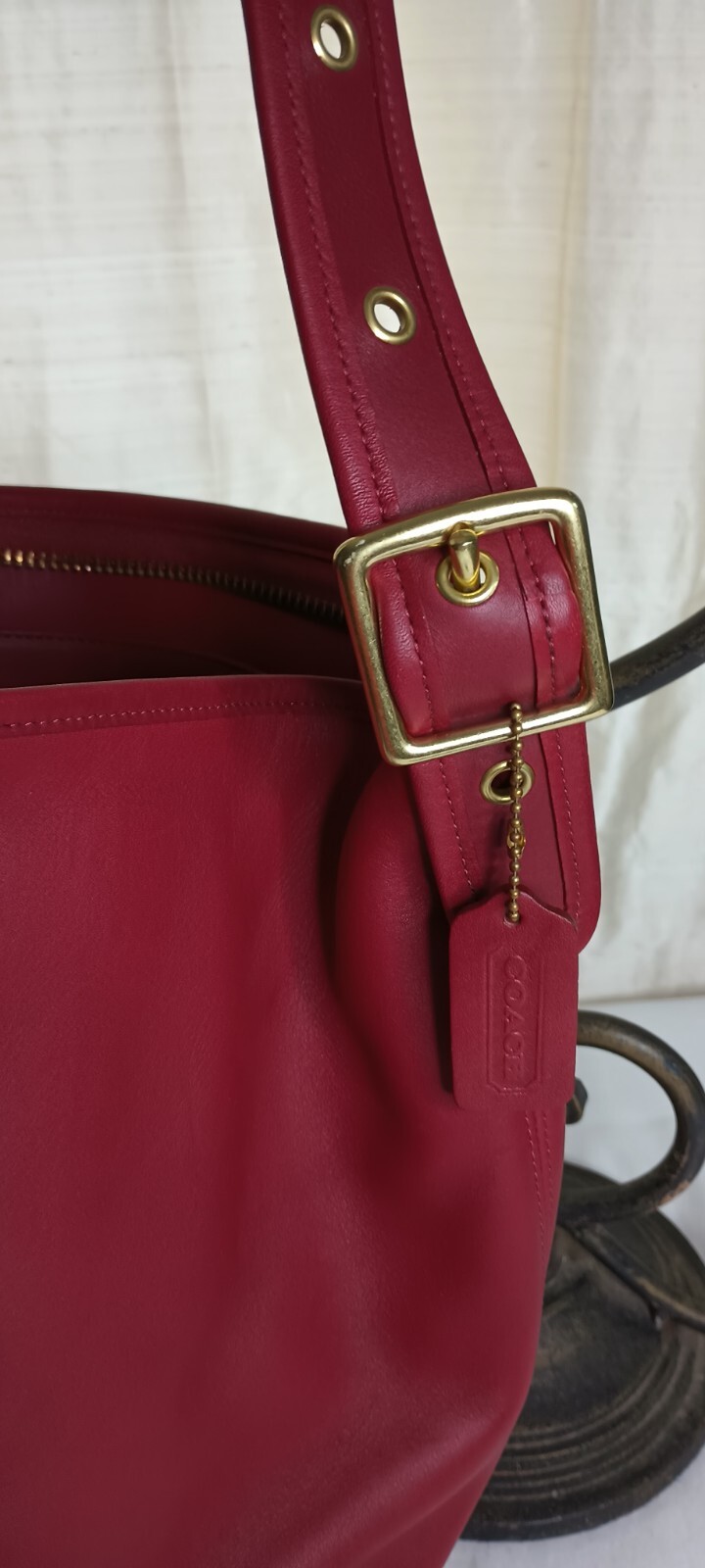 Vintage Coach 9085 XL Red Leather Duffle Hobo Bucket … - Gem