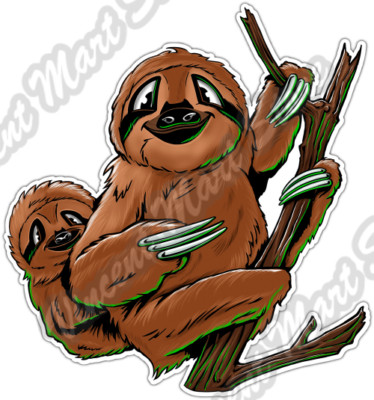 Sloth Baby Sloths Wildlife Jungle Animal Car Bumper Vinyl Sticker Decal ...
