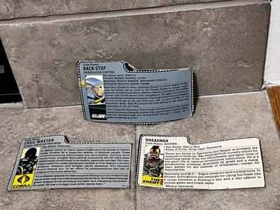 GI Joe ARAH File Cards Lot Back Stop Persuader Driver Croc Master ...