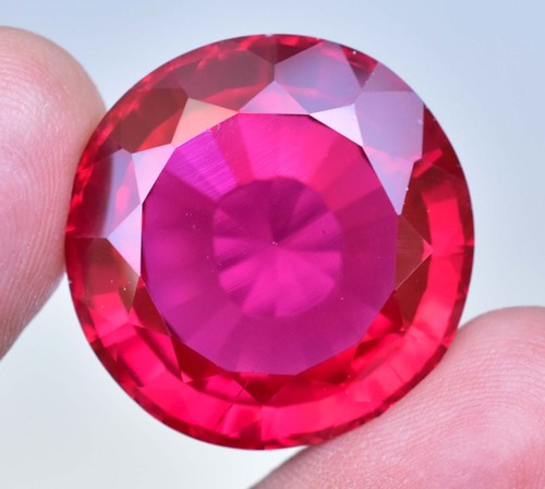 Flawless Natural Mogok Pink-Red Ruby 66.75 Ct Round Certified Loose ...