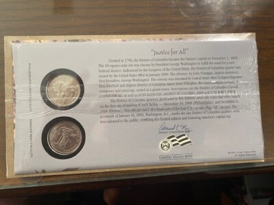 2009 WASHINGTON DC QUARTER COIN COVER P&D FROM THE US MINT LIMITED ...