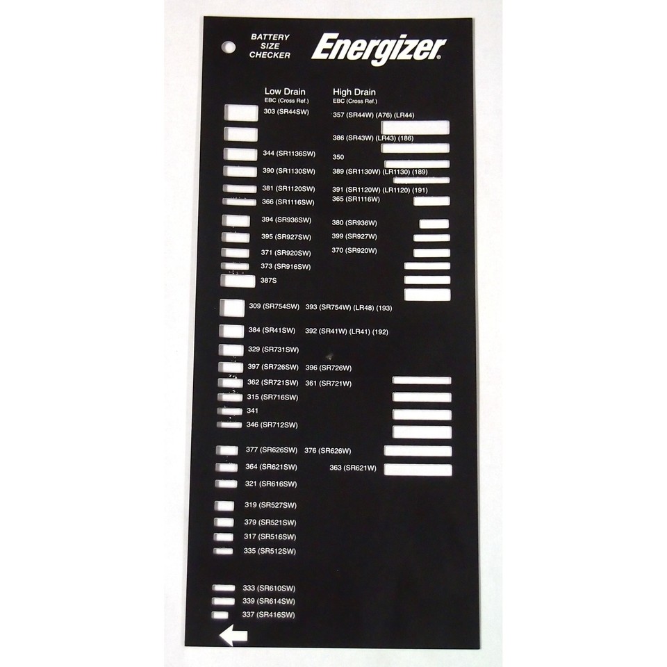Energizer Watch Battery Replacement Cross Reference Guide and Size ...