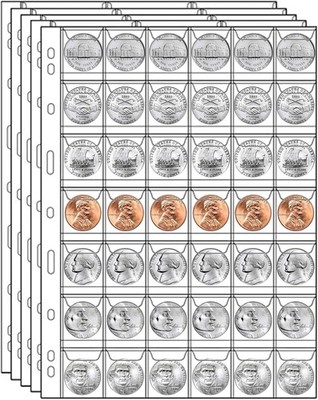 840 Pockets Coin Pages, 20 Sheets Pocket Inserts Collecting Transparent ...