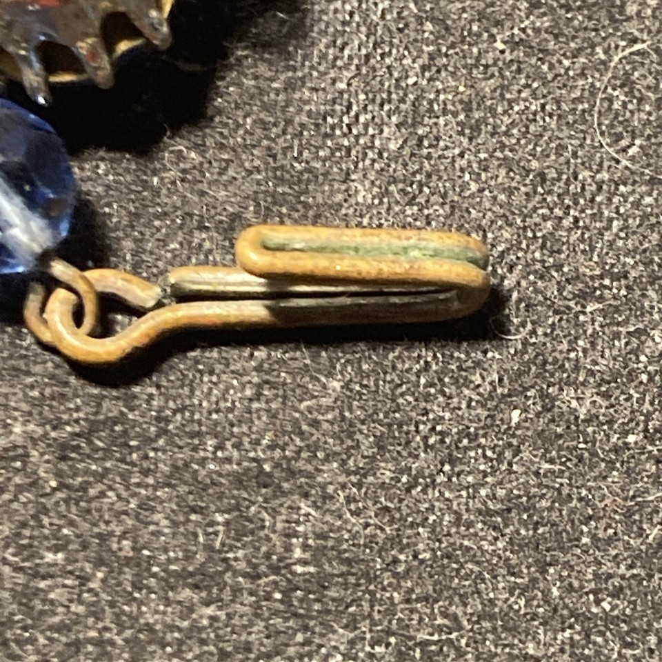 2 Strands Blue Faceted Crystal Necklace 15" AB? adjustable hook Old ...