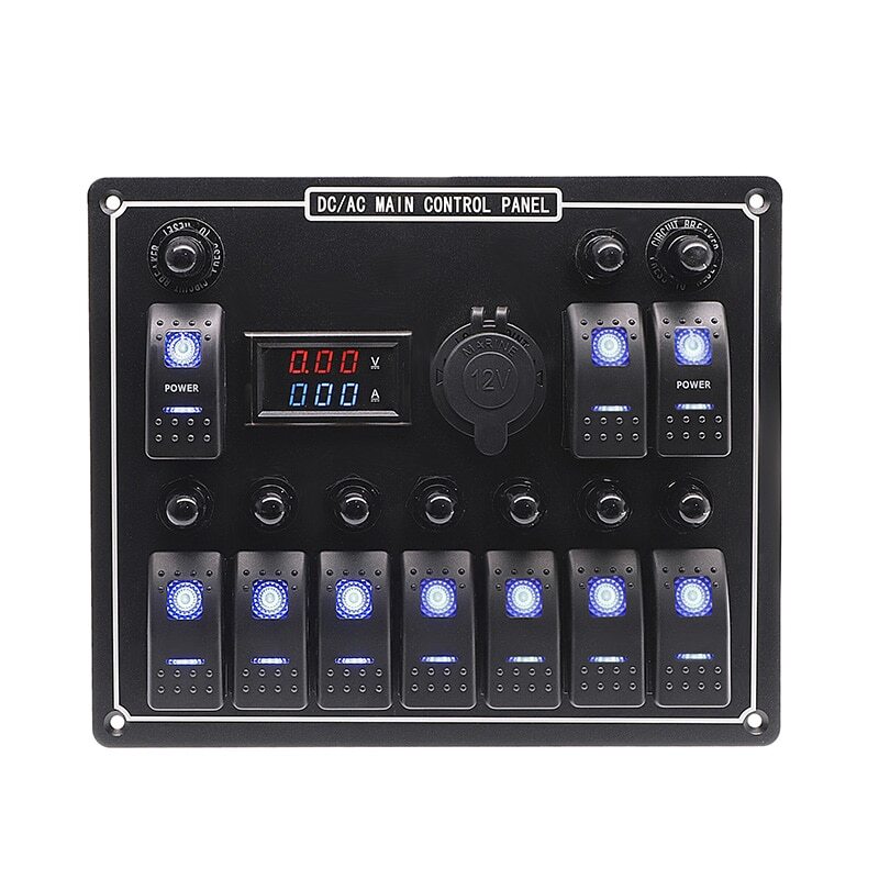 Lighted Marine Switch Panel 6 GANG 12V SWITCH PANEL LED ROCKER TOGGLE