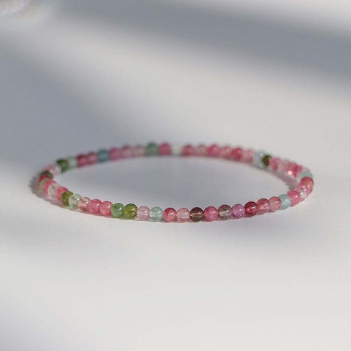 Natural 3mm Tourmaline Stone Dainty Bracelet Stone Stretch Bracelet ...