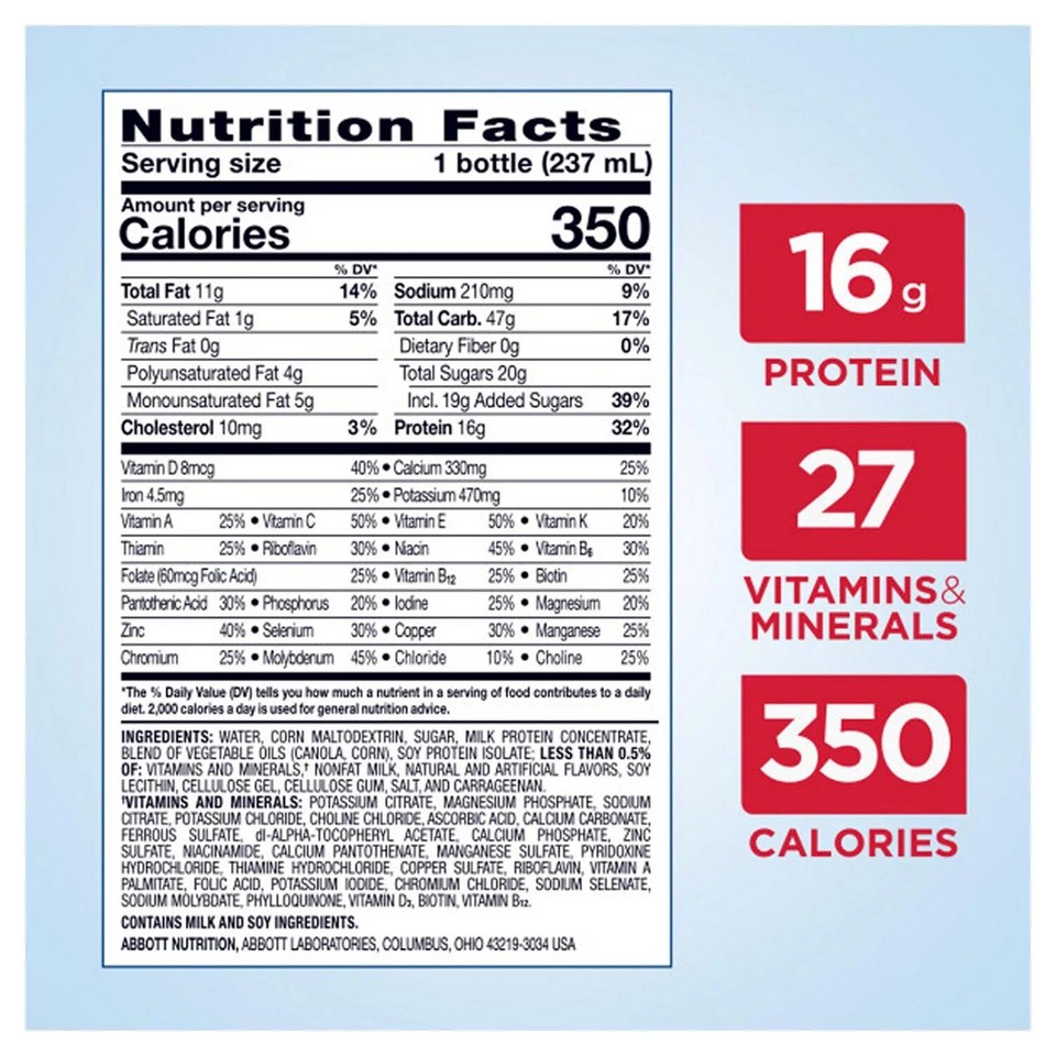 Ensure Plus Nutrition Shake, Small Meal Replacement Shake, Vanilla 8fl ...