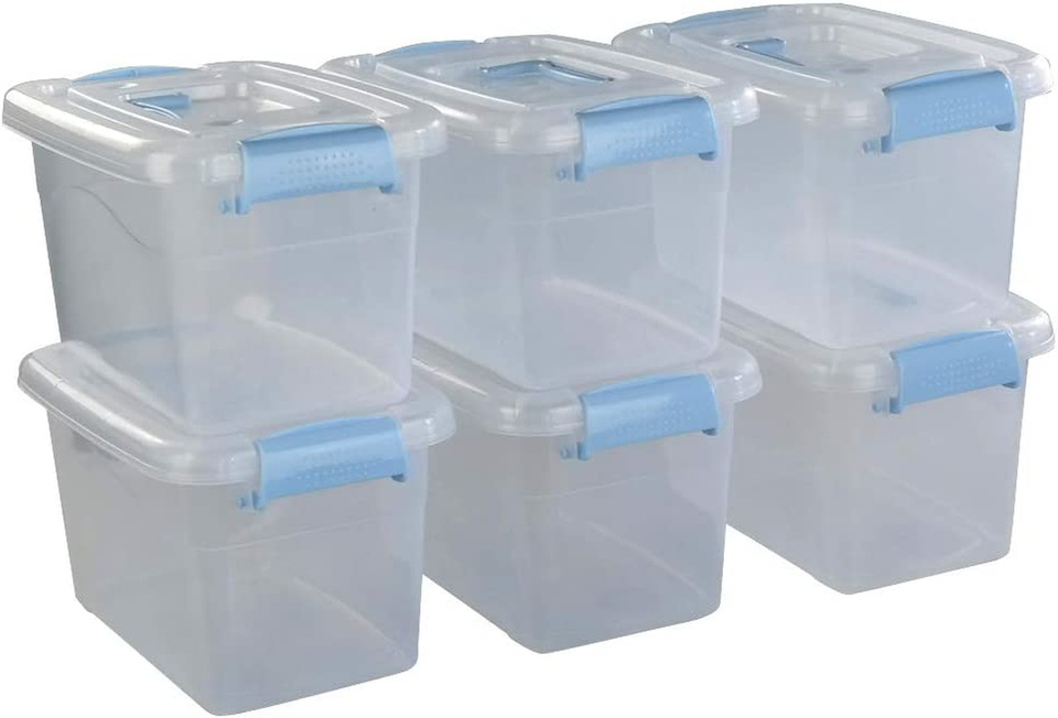 5 L Plastic Storage Bin with Lid, Clear Transparent Box with Handles ...