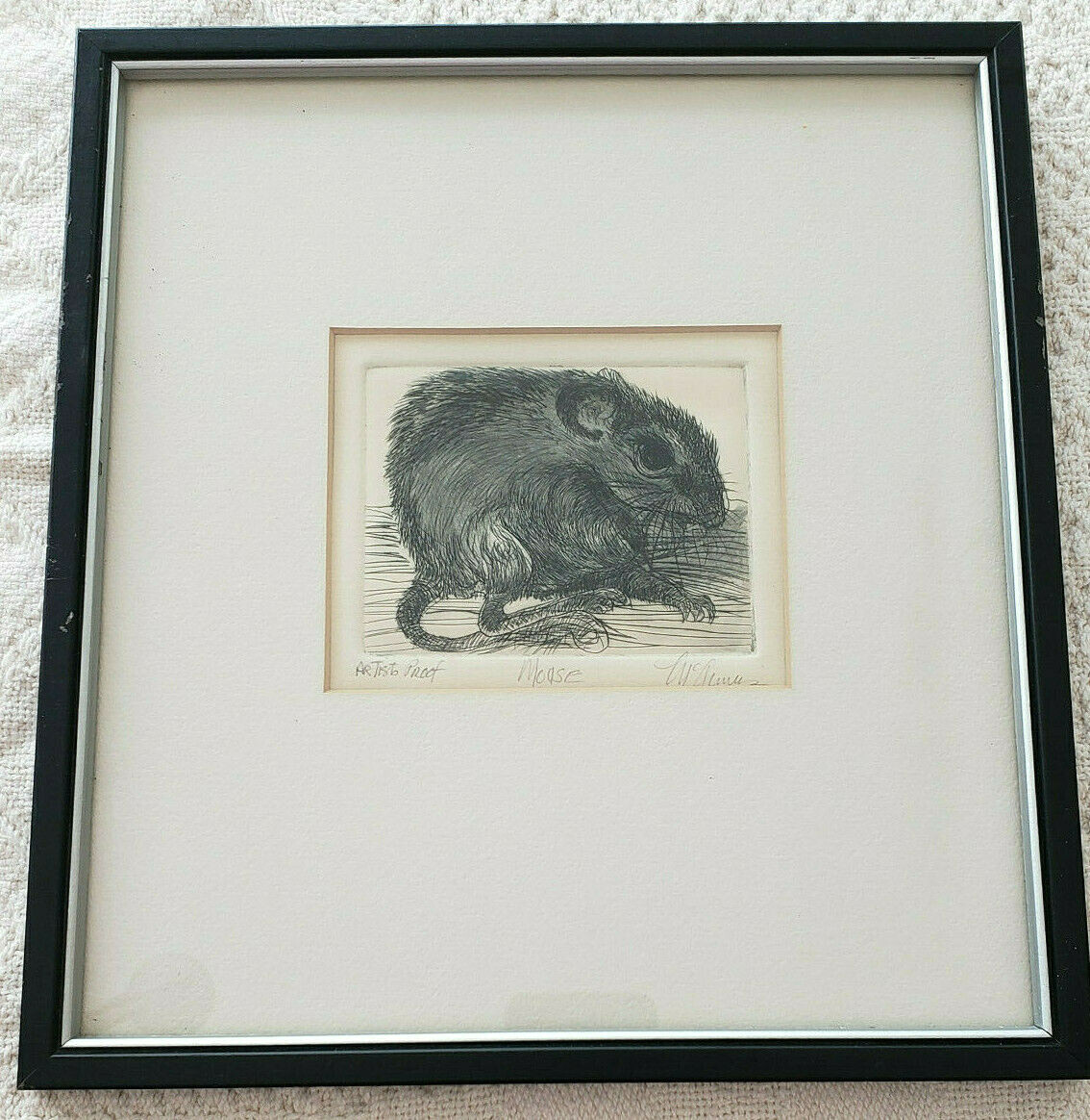 Christine McGinnis Etching Art " Mouse" Artist's Proof Framed Matted ...