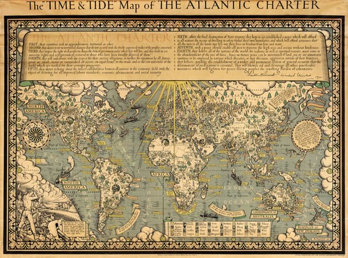 Early Time and Tide Map The Atlantic Charter Wall Poster Print History ...