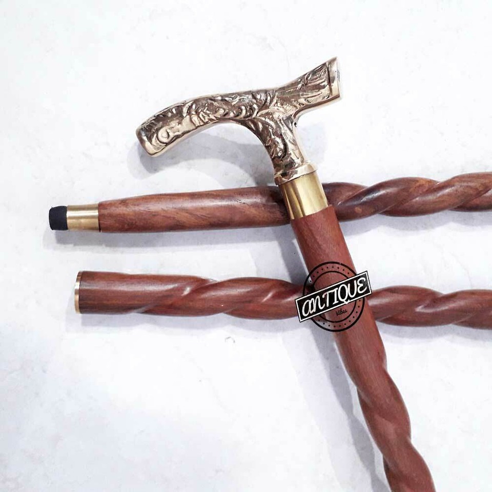 PERFECT RETIRED MARINE/SOLDIER GIFT WALKING CANES HANDMADE WOOD BROWN ...