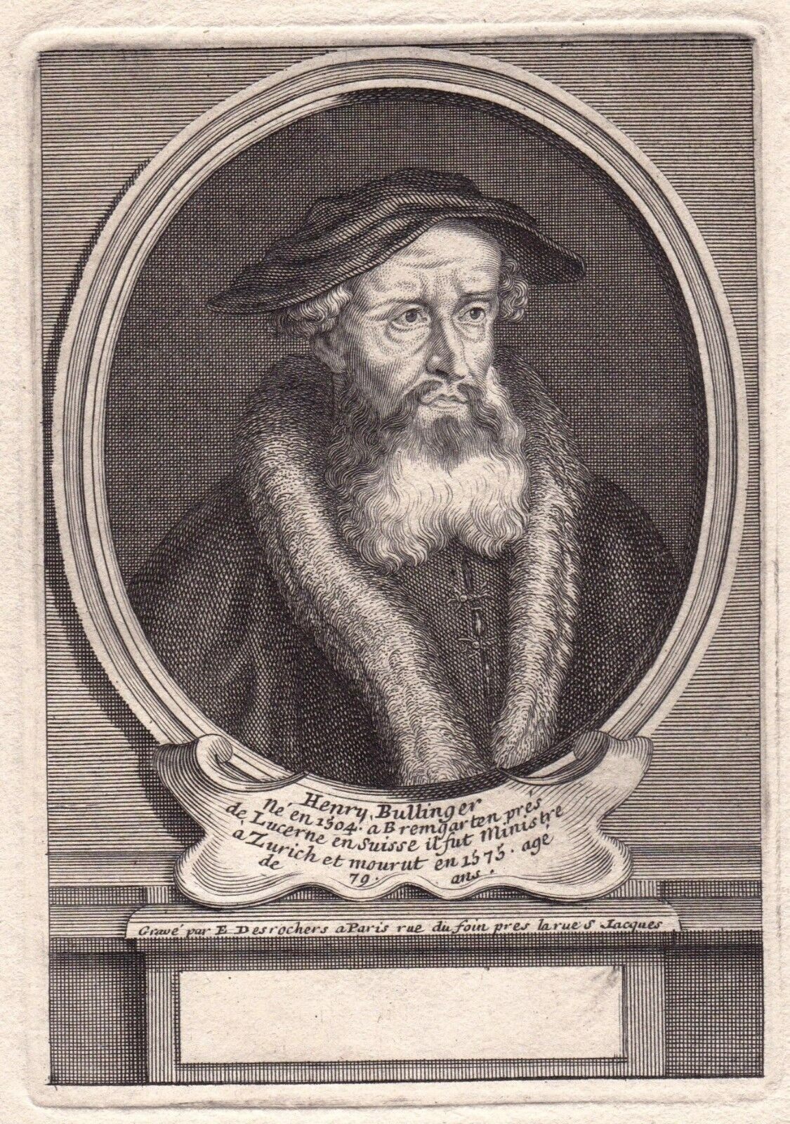 18th Portrait Heinrich Bullinger Theologian Protestant Reformation ...