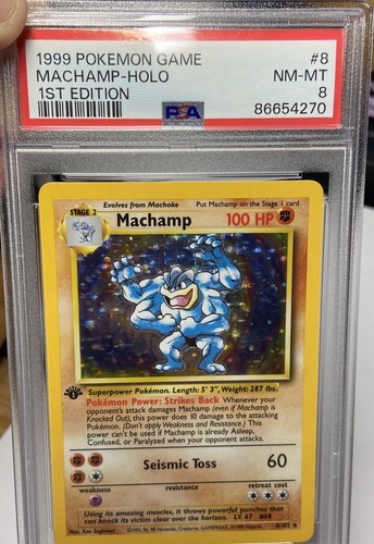 Machamp PSA 8 Pokemon Card Base Set 8/102 Rare Holo 1st Edition NM-MINT ...