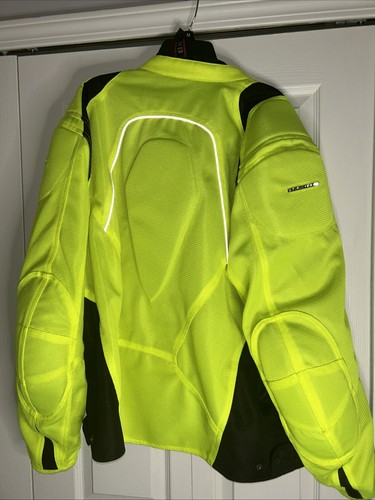 FirstGear Bright Fluorescent Yellow Black Mesh Motorcycle Jacket Men's ...