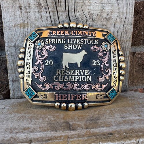 Cowboy Trophy Rodeo Style Belt Buckle with reserve champion heifer | eBay