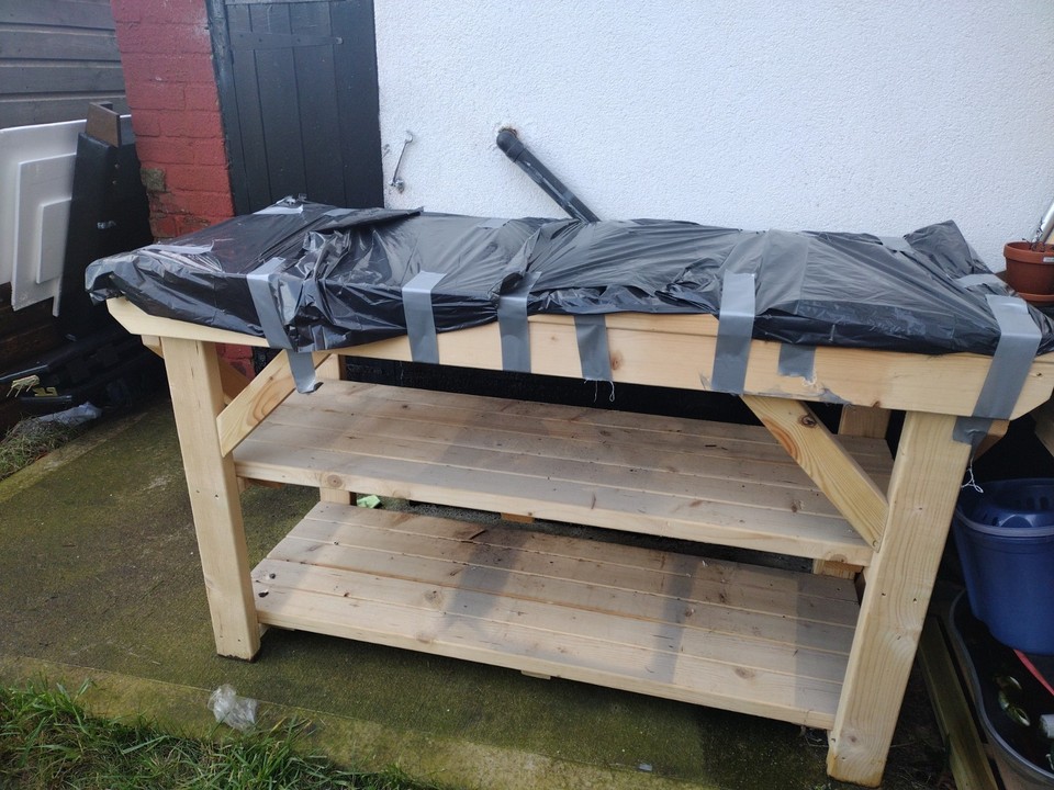 wooden work bench 5' x 2'1" x 3' high, used ,collection only. | eBay UK