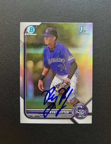 Ryan Ritter Signed 2022 Bowman Draft Chrome Refractor Auto Rockies 1st ...