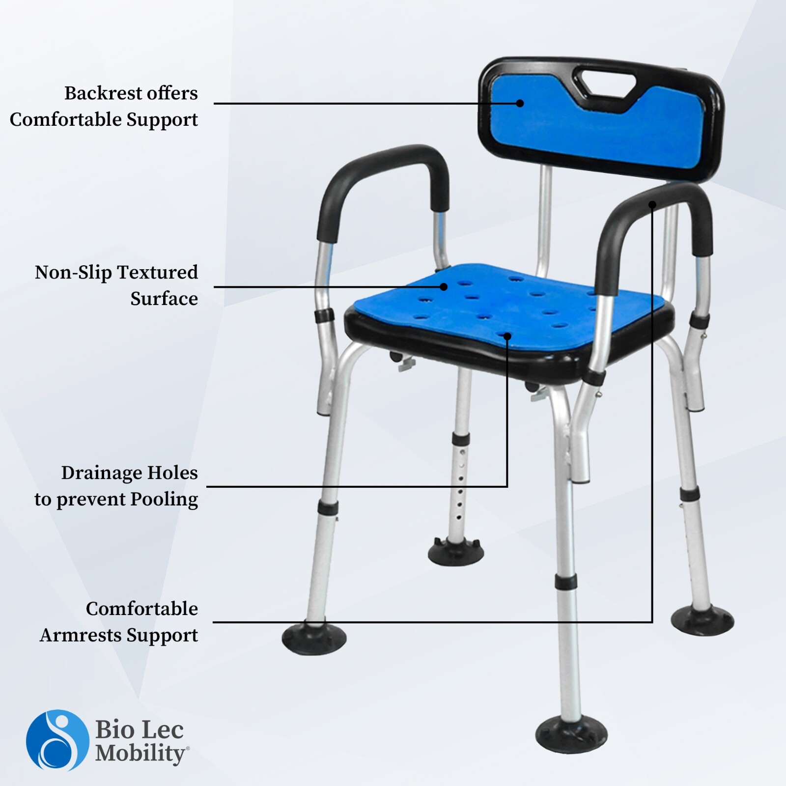 Suction Feet Shower Chair | Adjustable Height | with Soft Seat ...