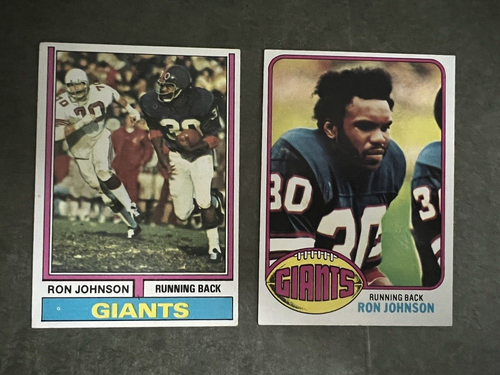 1974 & 1976 Topps Football Card Lot New York Giants Ron Johnson # 180 ...