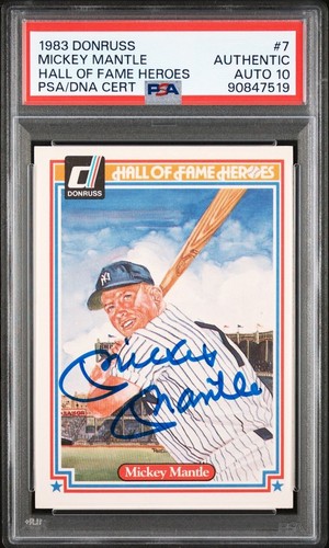 Mickey Mantle Signed 1983 Donruss Hall Of Fame Heroes 🔥 PSA 10 Auto Gem ...