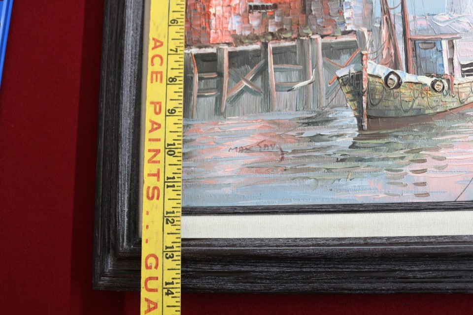 Vintage Original Oil Painting. Signed. Max Savy. Harbor Scene With ...
