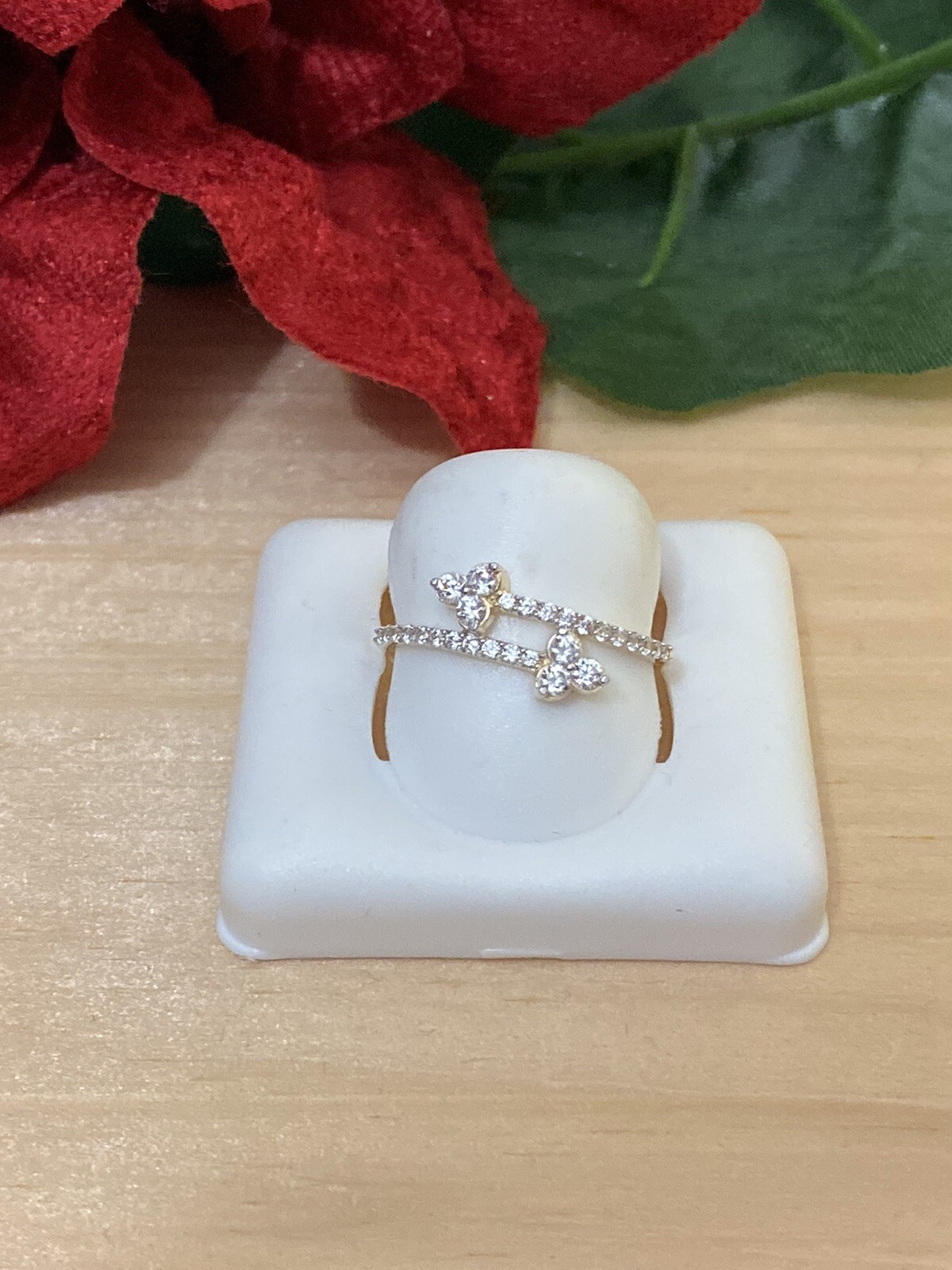 14K Yellow Gold CZ Bypass Ring | eBay