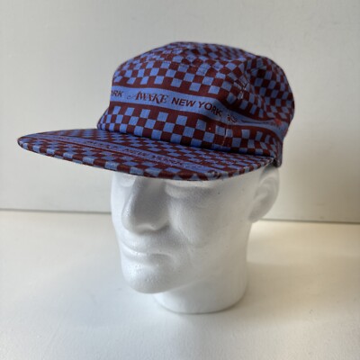 Awake NY New York Camp Cap 5 Panel Hat Checkered Blue/maroon | eBay