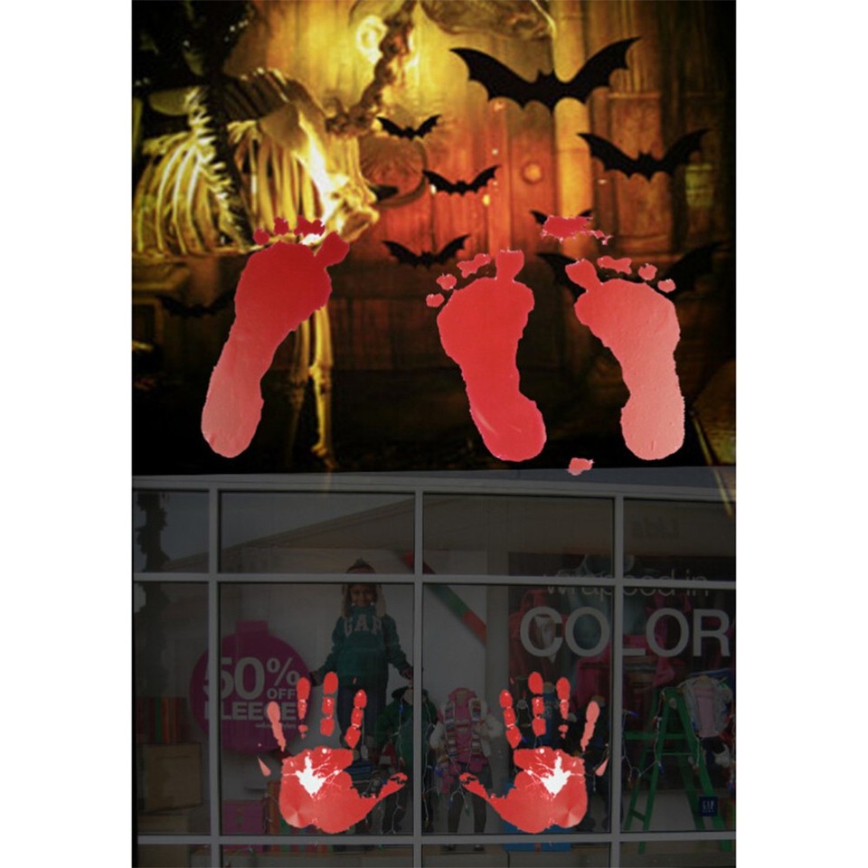 2 Pcs Halloween Sticker Fake Blood Stickers Splatter Bloody Hand Print ...