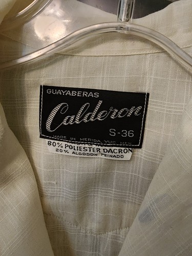 Vintage Calderon Embroidery Guayabera Shirt Ivory Short sleeves Mexico ...