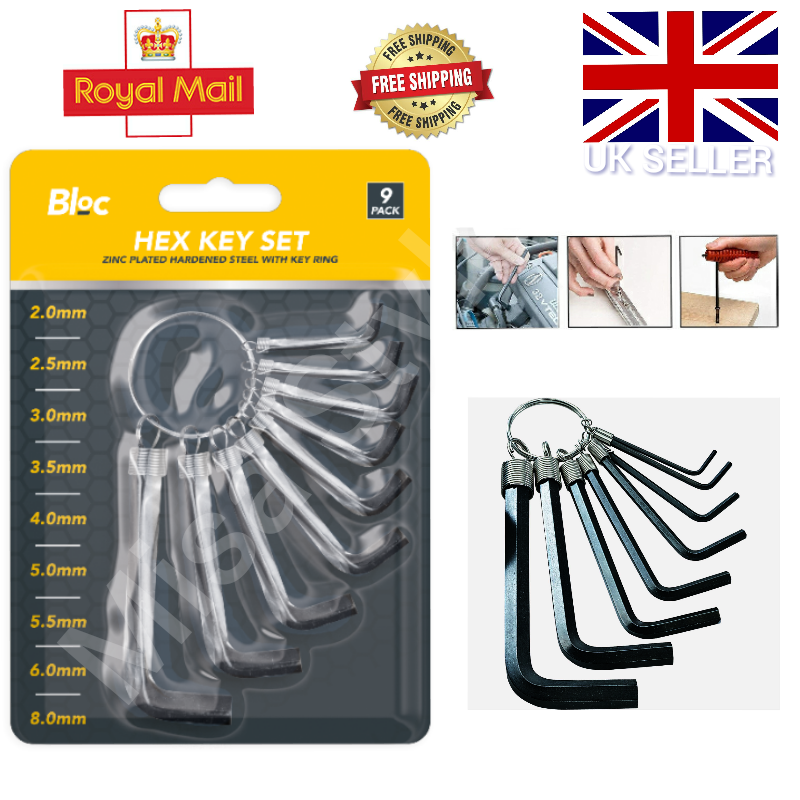 HEX KEY WRENCH SET 9pc WITH RING HOLDER AF METRIC ALLEN ALLAN ALAN KEY ...