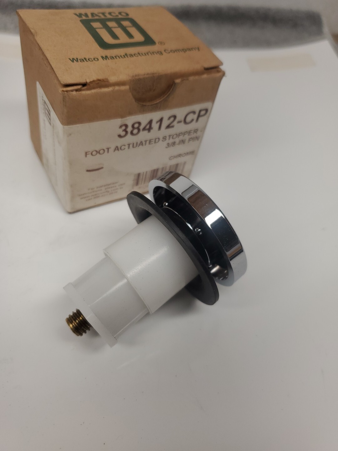 Watco 38412-CP Foot Actuated 3/8" Pin Replacement Stopper Chrome Plated ...