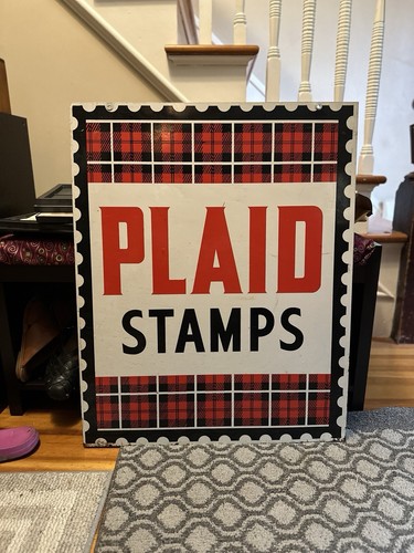 Vintage Metal Plaid Stamps Sign 24”x30” | eBay