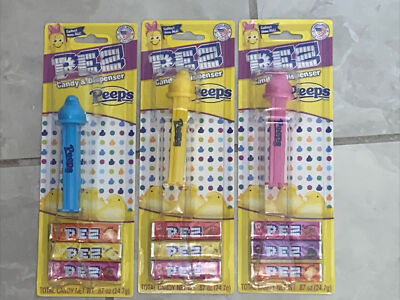 PEZ PEEPS CANDY DISPENSER’S “YOU GET ALL”CHICKS EASTER ICONIC PINK BLUE ...