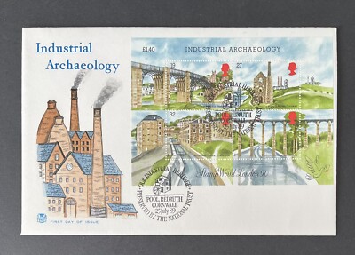 GB 1989 STUART FDC INDUSTRIAL ARCHAEOLOGY MINISHEET - POOLE REDRUTH SHS ...