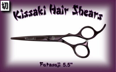 Kissaki Hair Scissors 5.5" Futasuji Black Cherry Titanium Hair Cutting ...