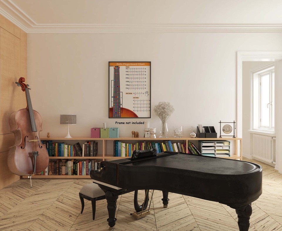 Cello Fingering Chart with Color-Coded Notes, Cello Scales Techniques ...