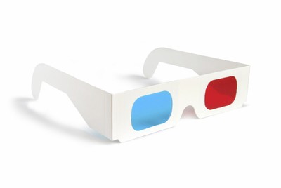 3D Paper Glasses White Card Red Cyan Blue Lenses Anaglyph (Pack of 10 ...