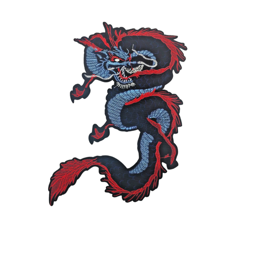 Grand patch dragon asiatique bleu vêtements thermoadhésifs costume ...