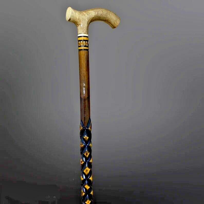 Colored Handle Embroidered Wooden Walking Stick, High Quality ...