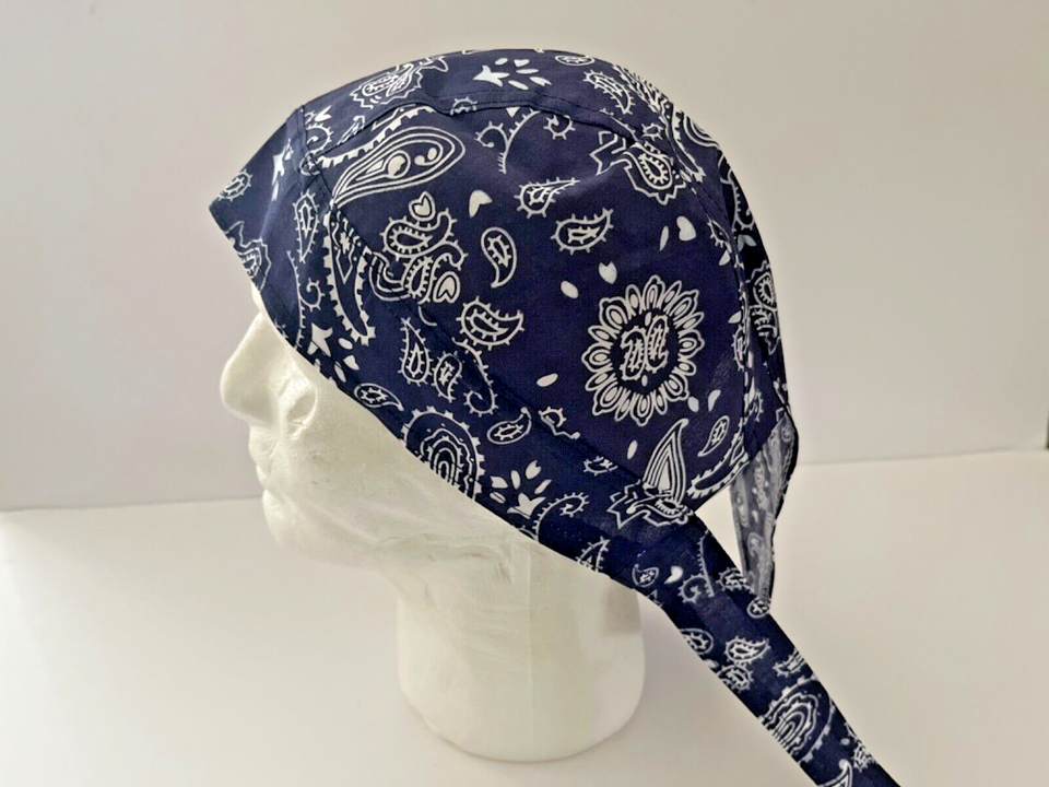 Navy Blue Paisley Headwrap 100% Cotton Doo Rag Bandana Skull Cap Du Rag ...