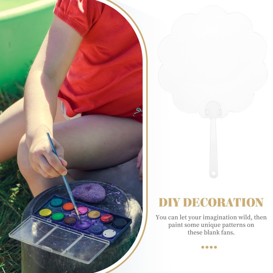 Set of 4 White Hand Fan Fans Handheld Blank Painting Decorative ...