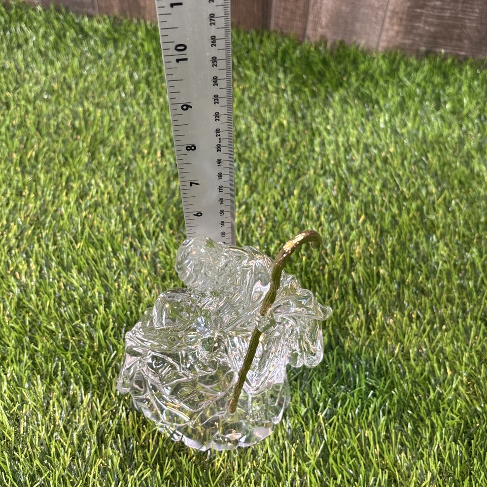 Clear Glass Nativity Figurine Mary Joseph Baby Jesus w/ Gold Staff ...