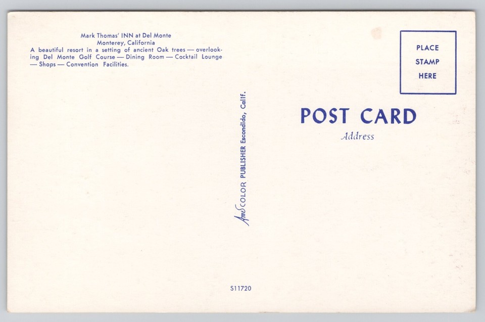 Monterey California Mark Thomas' Inn At Del Monte Chrome Postcard ...