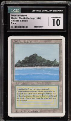 Magic the Gathering MTG Tropical Island Revised Edition Rare CGC 10 Gem ...