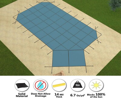 GLI Grecian HyperLite Solid Swimming Pool Safety Cover w/ Right Step w ...