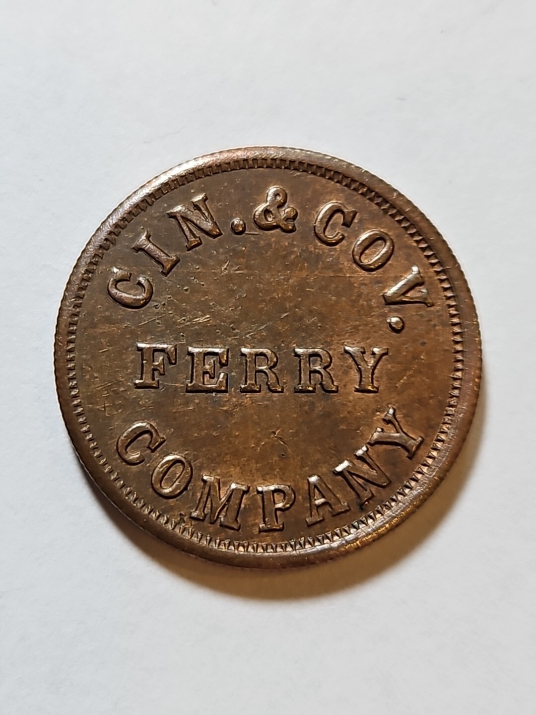 1863 Cincinnati Ohio Civil War Token Covington Ferry Transportation AU ...
