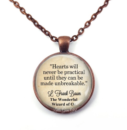 Wizard of Oz Tin Man Hearts Book Quote Necklace or Key Chain Charm ...